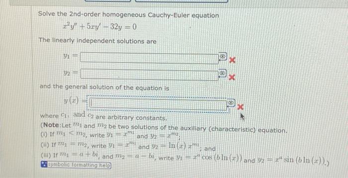 Solved Solve the 2nd-order homogeneous Cauchy-Euler equation | Chegg.com