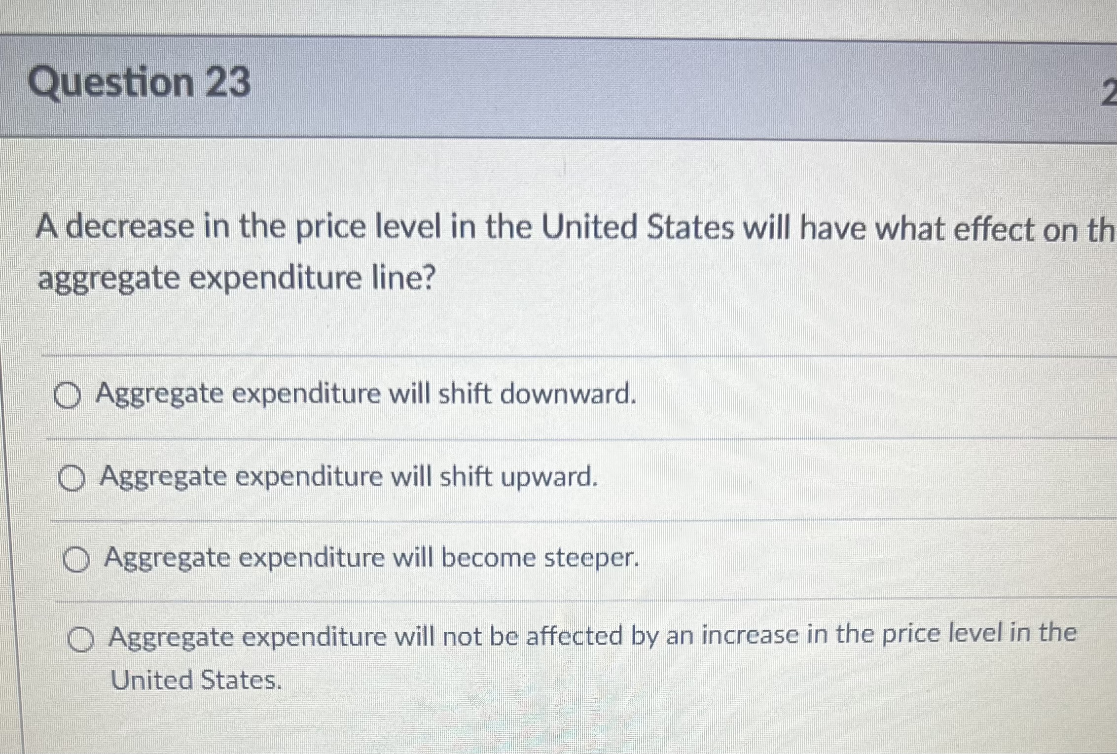 Solved Question 23A decrease in the price level in the | Chegg.com