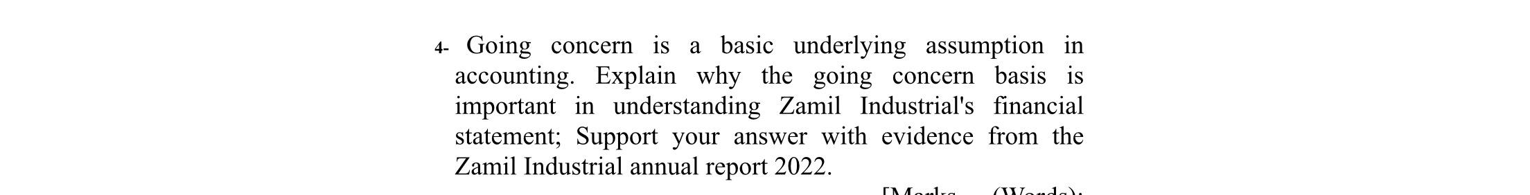 Solved 4 ﻿going Concern Is A Basic Underlying Assumption In 7094