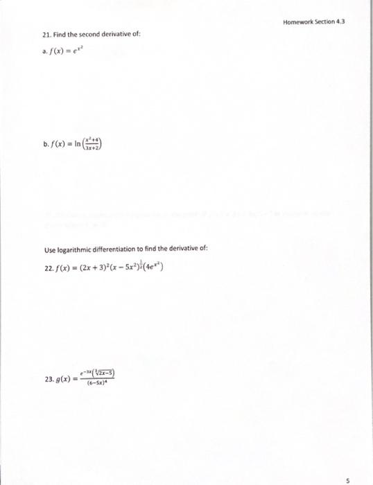 Homework Section 4 3 F X Ln 3x2 5x−2x2−3x 2