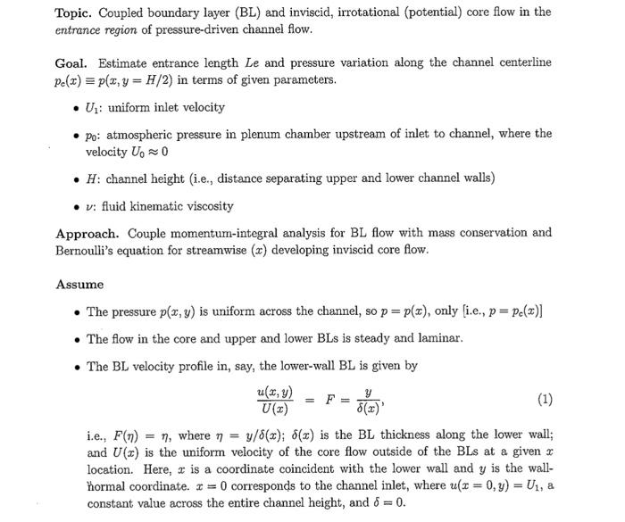 Solved Topic. Coupled boundary layer (BL) and inviscid, | Chegg.com