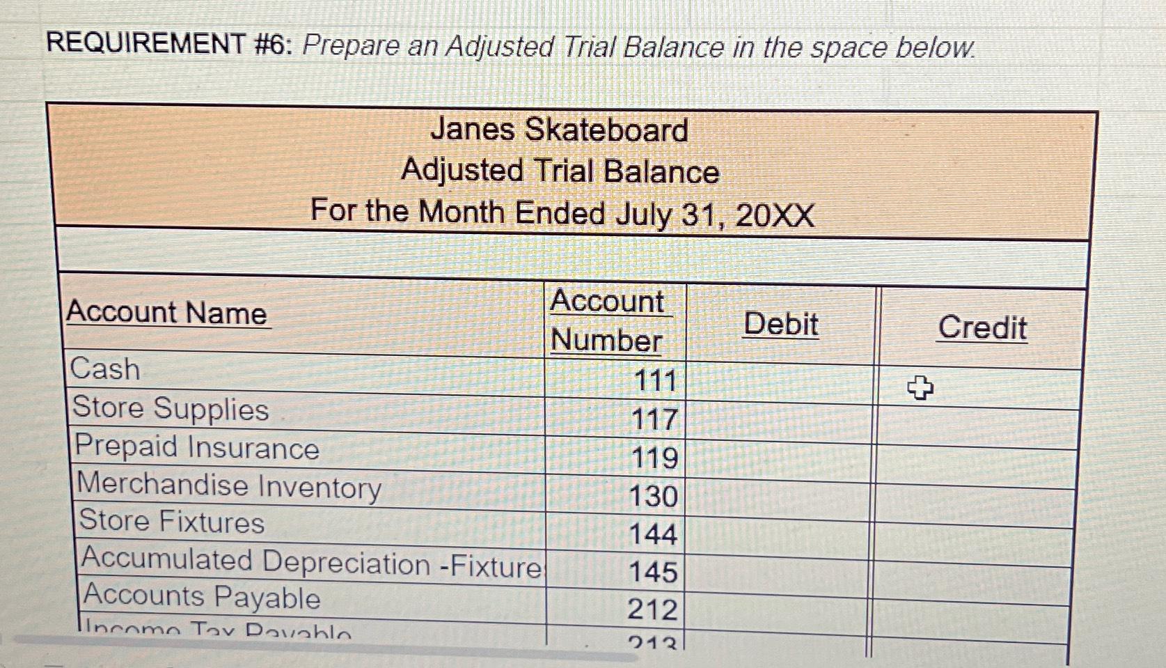 REQUIREMENT #6: Prepare an Adjusted Trial Balance in | Chegg.com