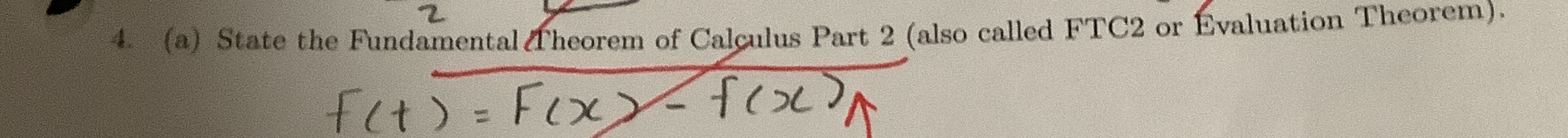 Solved (a) ﻿State the Fundamental Theorem of Calculus Part | Chegg.com