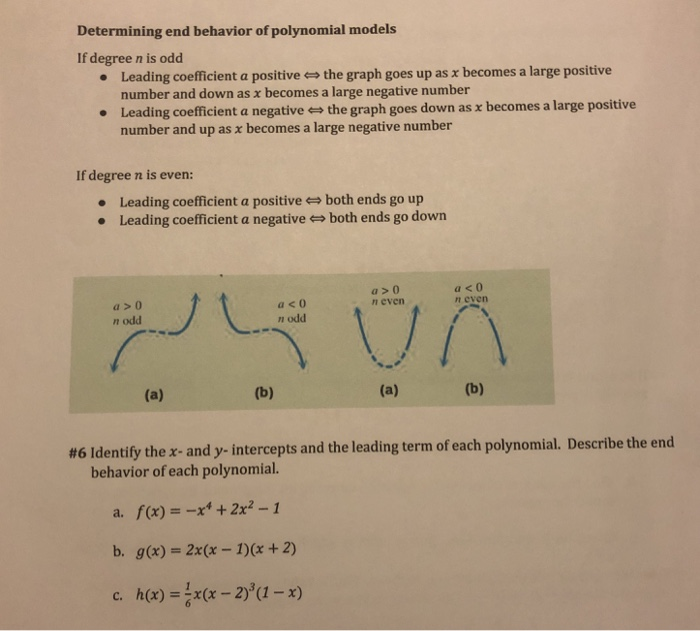 Solved Determining end behavior of polynomial models If | Chegg.com