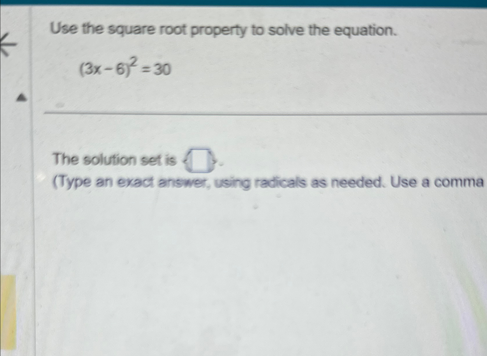 Solved Use the square root property to solve the | Chegg.com
