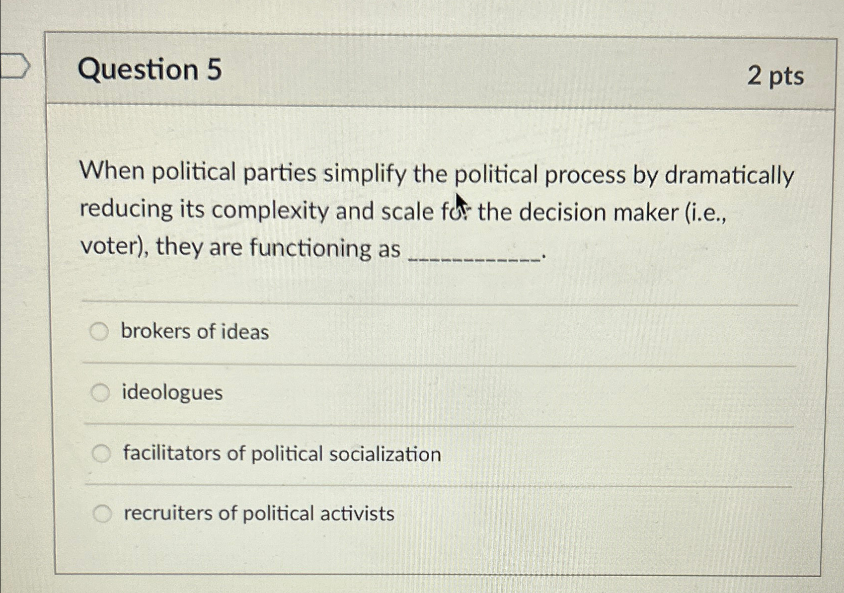 Solved Question 52 ﻿ptsWhen political parties simplify the | Chegg.com