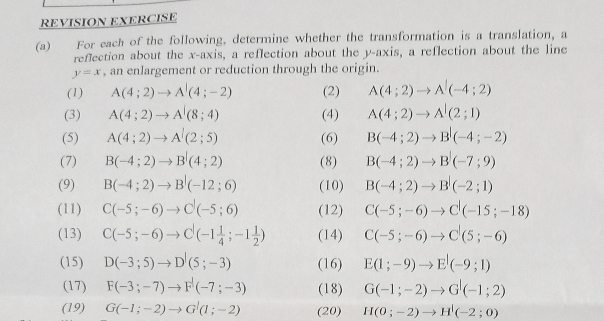 Solved REVISION EXERCISE(a) ﻿For each of the following, | Chegg.com