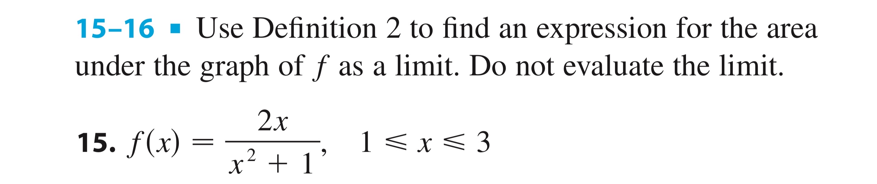Solved Use Definition 2 ﻿to find an expression for the area | Chegg.com