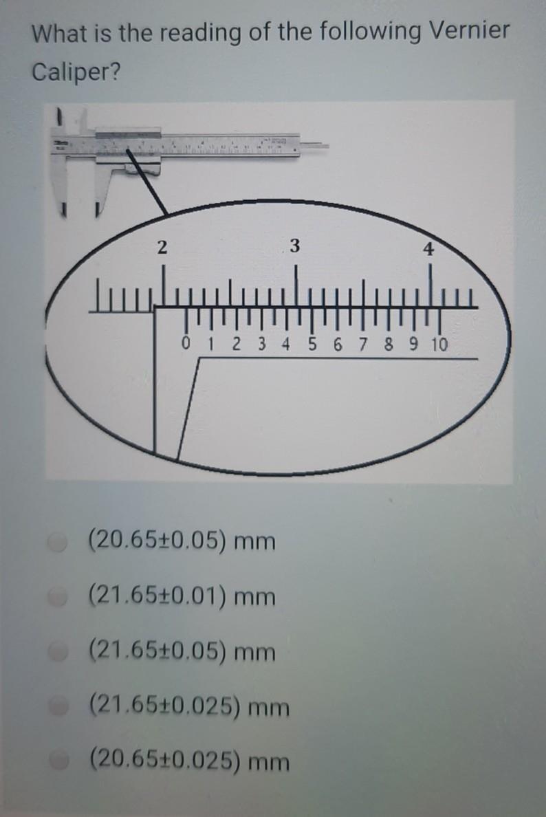 Solved What is the reading of the following Vernier Caliper? | Chegg.com