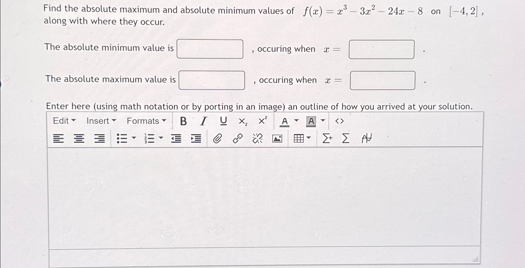 Solved Find the absolute maximum and absolute minimum values | Chegg.com
