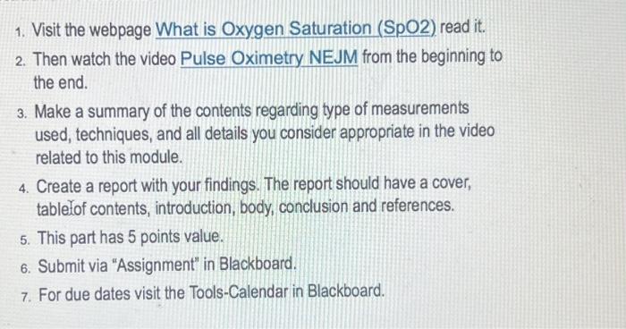 Solved 1. Visit the webpage What is Oxygen Saturation (SpO2) | Chegg.com