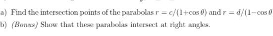 Solved a) Find the intersection points of the parabolas | Chegg.com