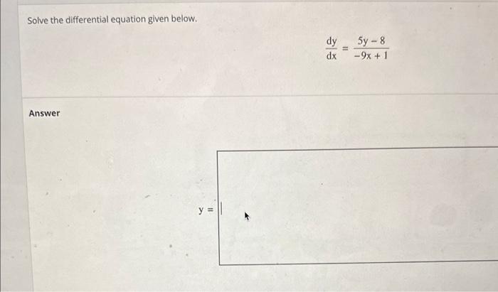 Solved Solve the differential equation given below. | Chegg.com