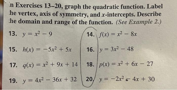 Solved in Exercises 13-20, graph the quadratic function. | Chegg.com
