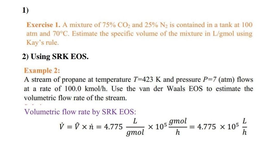 Solved 1) Exercise 1. A mixture of 75% CO2 and 25% N2 is | Chegg.com