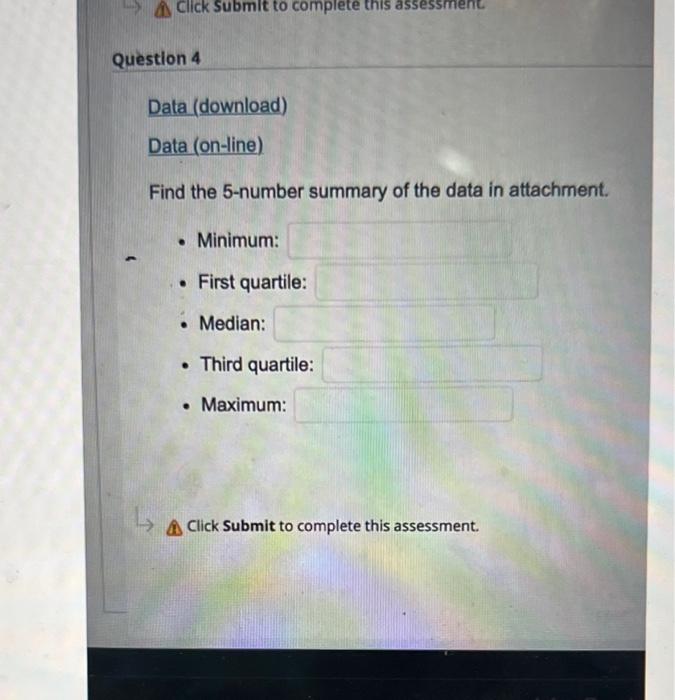 Solved Data (download) Data (on-line) Find the 5 -number | Chegg.com