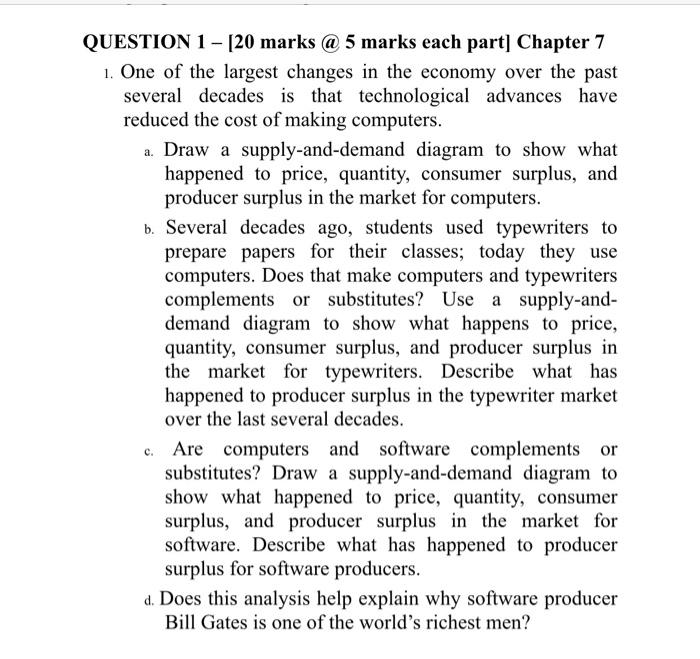 Solved ESTION 1 - [20 marks @5 marks each part] Chapter 7 | Chegg.com