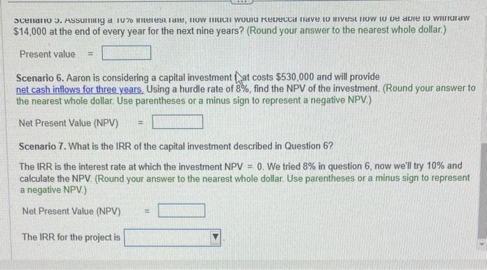 Solved Solve various time value of money scenarios (Click | Chegg.com