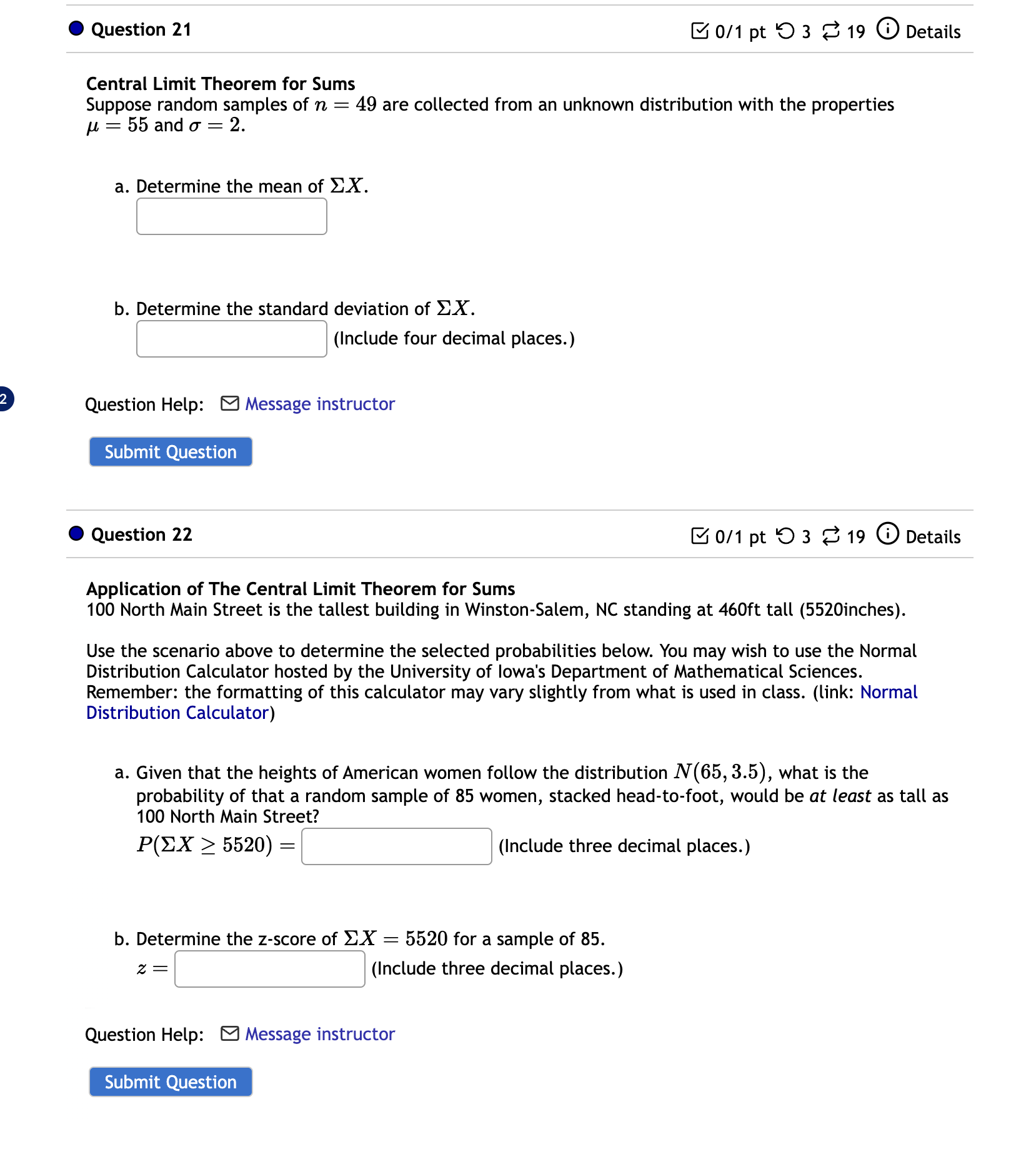 Solved Question 22Application of The Central Limit Theorem | Chegg.com