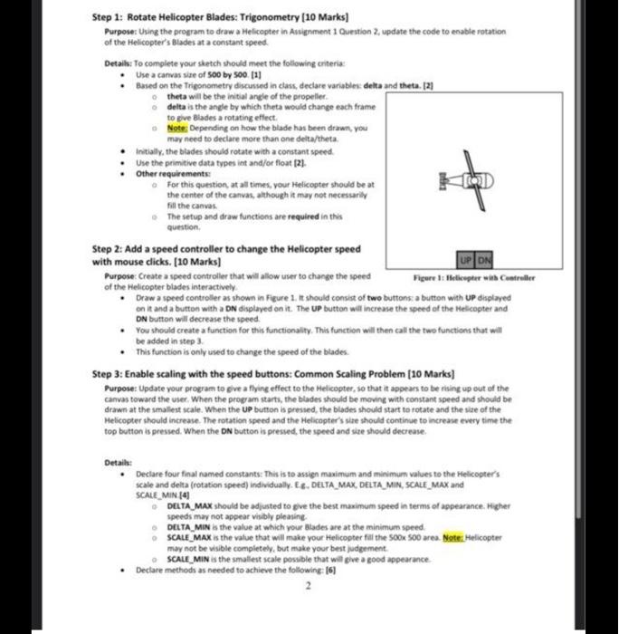 Step 1: Rotate Helicopter Blades: Trigonometry (10 | Chegg.com