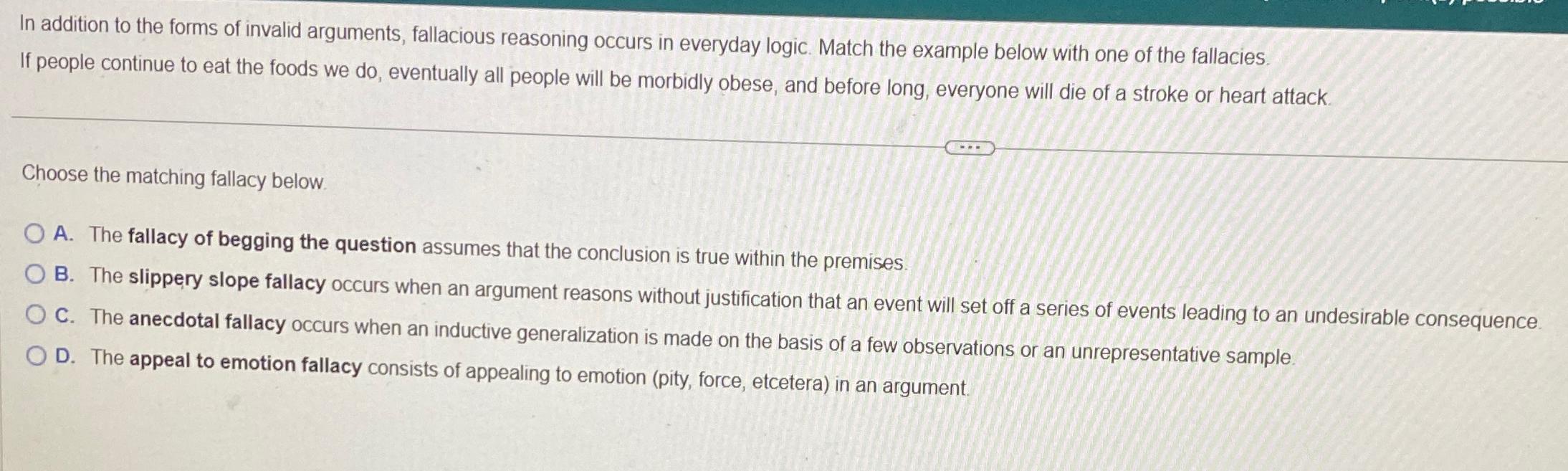 Solved In addition to the forms of invalid arguments, | Chegg.com