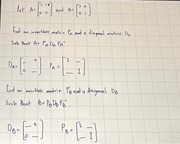 Solved 18 let A= [07²] and B = [27] Find an invertible | Chegg.com