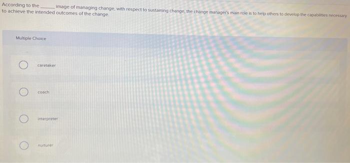 Solved According to the image of managing change with | Chegg.com
