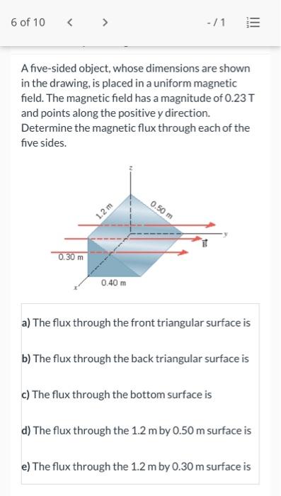 Solved 6 of 10 -/1 A five-sided object, whose dimensions are | Chegg.com