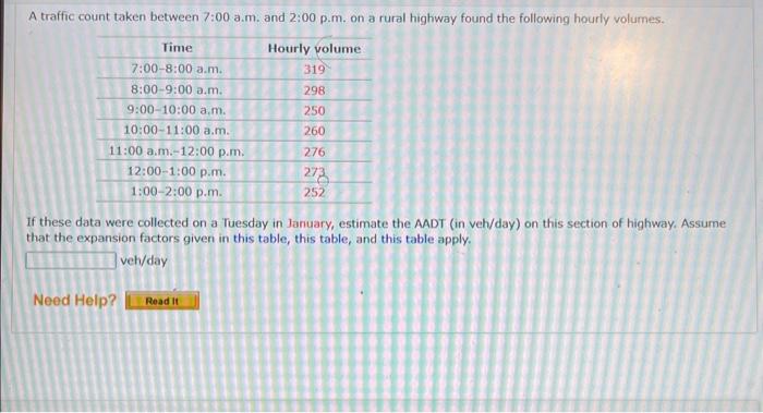Solved A traffic count taken between 7:00 a.m. and 2:00 p.m. | Chegg.com