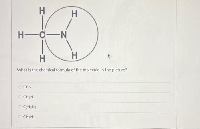 Solved What is the chemical formula of the molecule in the | Chegg.com