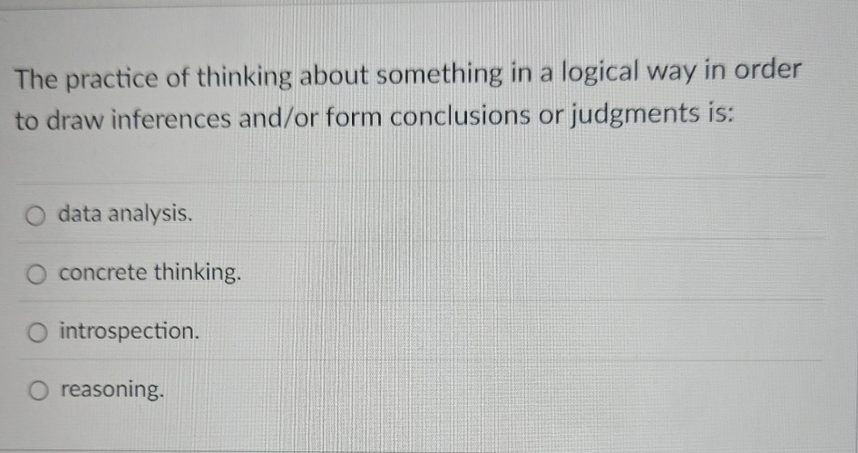 Solved The practice of thinking about something in a logical | Chegg.com