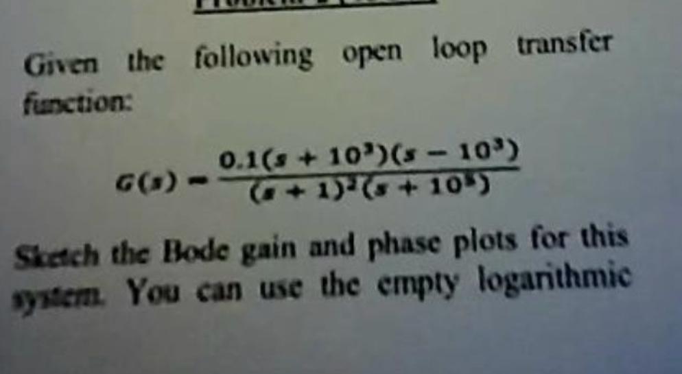 Solved Please explain in detailGiven the following open loop | Chegg.com