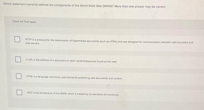 Solved Which statement correctly defines the components of | Chegg.com