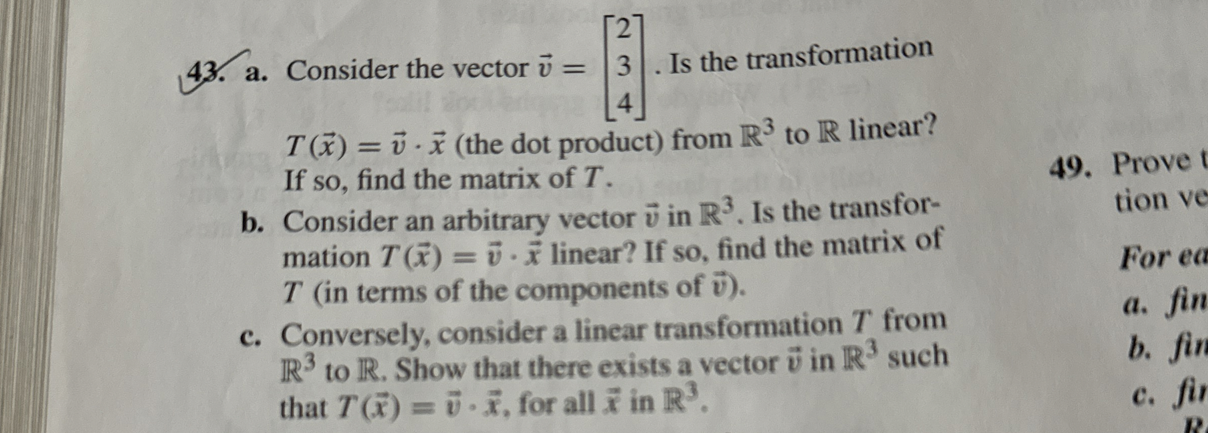 Solved a. ﻿Consider the vector vec(v)=[234]. ﻿Is the | Chegg.com
