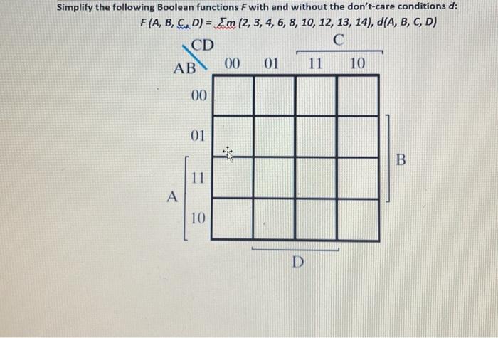 Solved implify the following Boolean functions F with and | Chegg.com