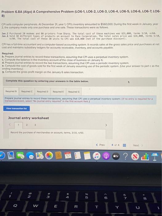 Solved Problem 6.8A (Algo) A Comprehensive Problem (LO6-1, | Chegg.com