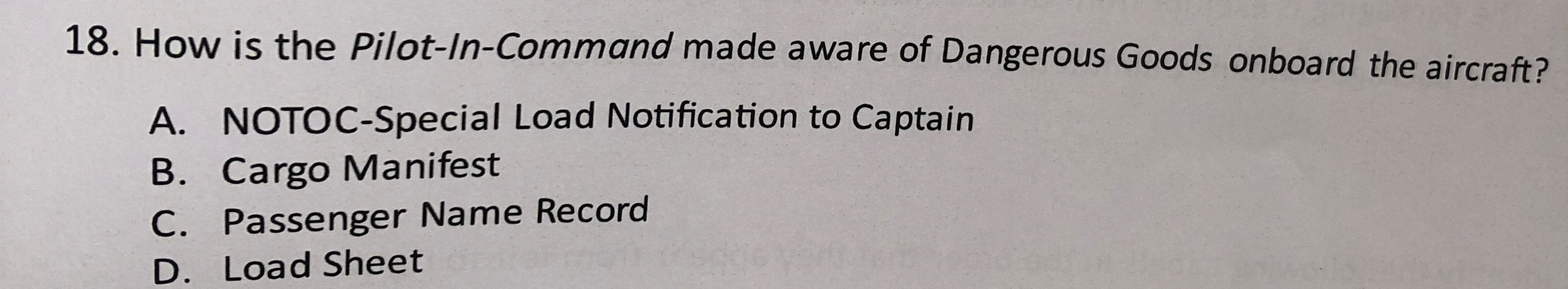 Solved How is the Pilot-In-Command made aware of Dangerous | Chegg.com
