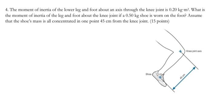 Solved 4. The moment of inertia of the lower leg and foot | Chegg.com