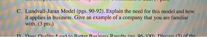Solved O PLU) C. Lundvall-Juran Model (pgs. 90-92). Explain | Chegg.com