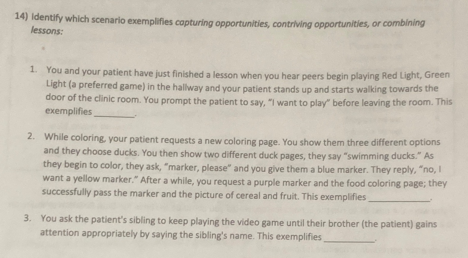 Solved Identify which scenario exemplifies capturing | Chegg.com