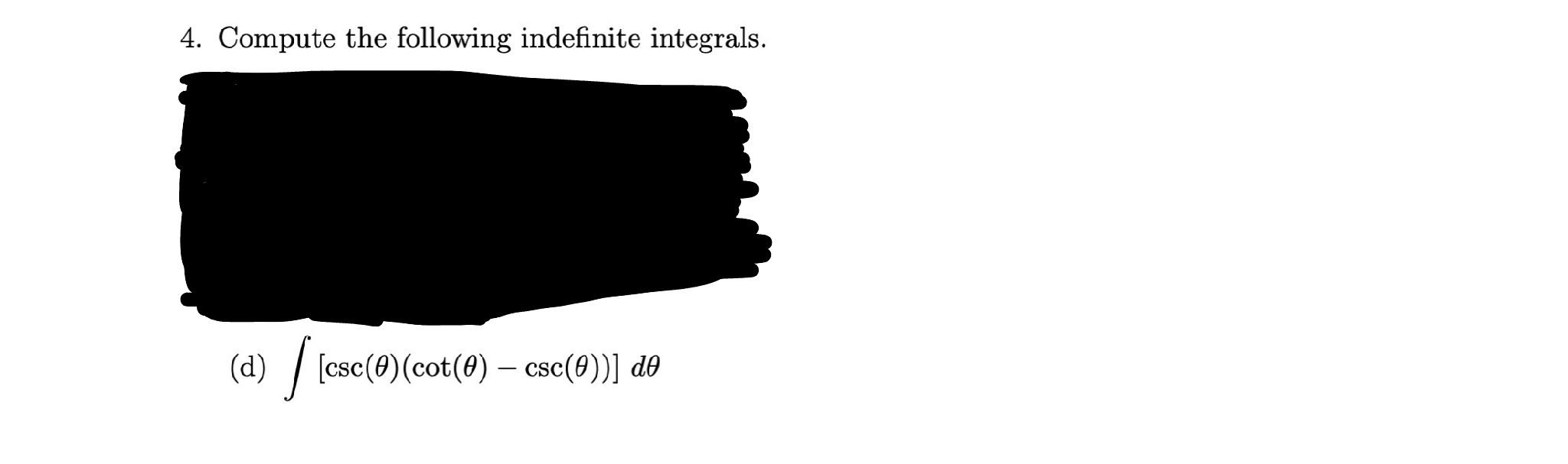 Solved Compute the following indefinite | Chegg.com