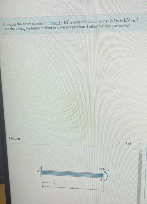 Solved Consider the beam shown in (Eigure 1) EI is constant. | Chegg.com