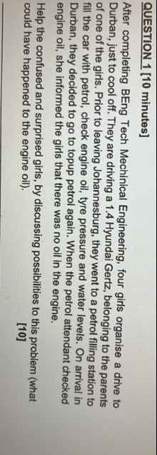 Solved QUESTION 1 [10 ﻿minutes]After completing BEng Tech | Chegg.com