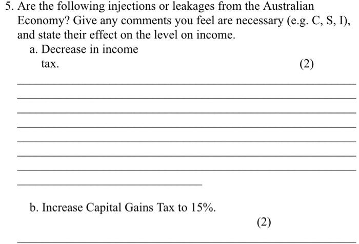 5. Are the following injections or leakages from the | Chegg.com