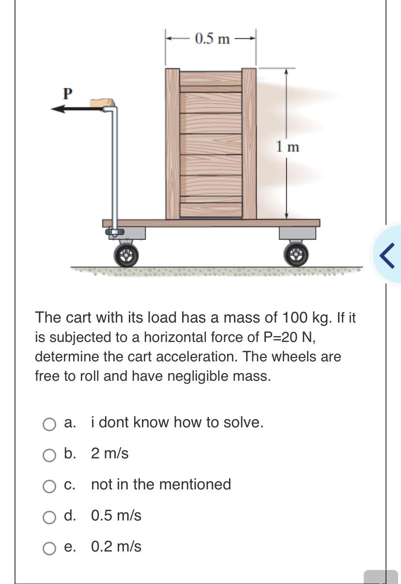 Solved The cart with its load has a mass of 100kg. ﻿If it is | Chegg.com