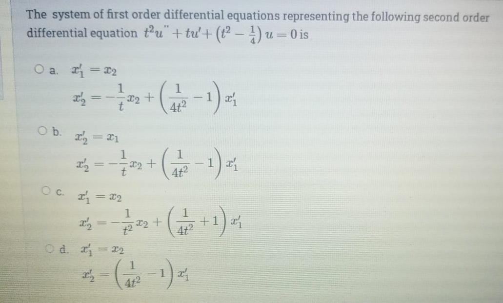 Solved The system of first order differential equations | Chegg.com