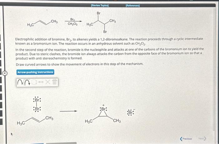 Solved Electrophilic addition of bromine, Br2, to alkenes | Chegg.com