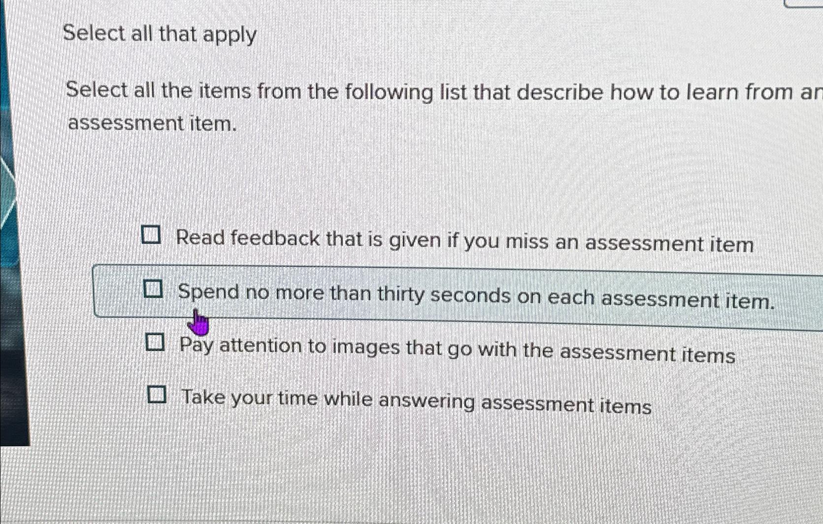 Solved Select all that applySelect all the items from the | Chegg.com