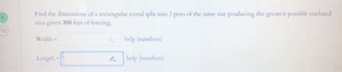Solved Find the dimensions of a rectangular corral split | Chegg.com