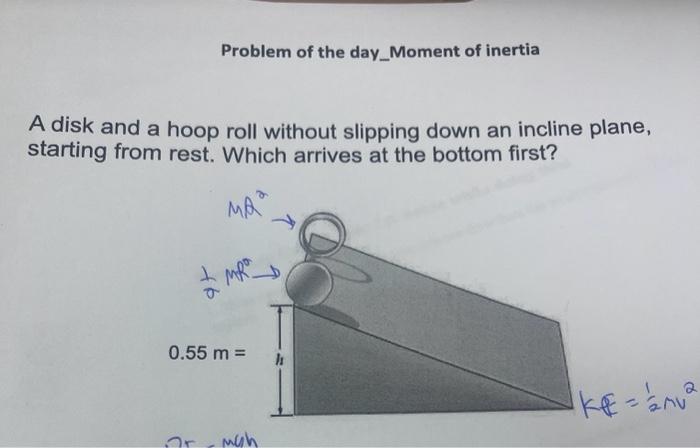 Solved Problem of the day_Moment of inertia A disk and a | Chegg.com